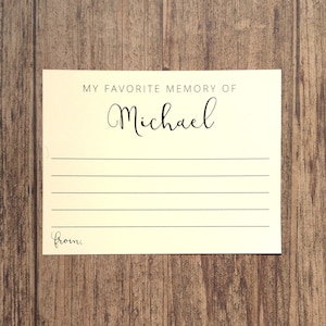 My Favorite Memory - Personalized Memorial Cards for Celebration of ...