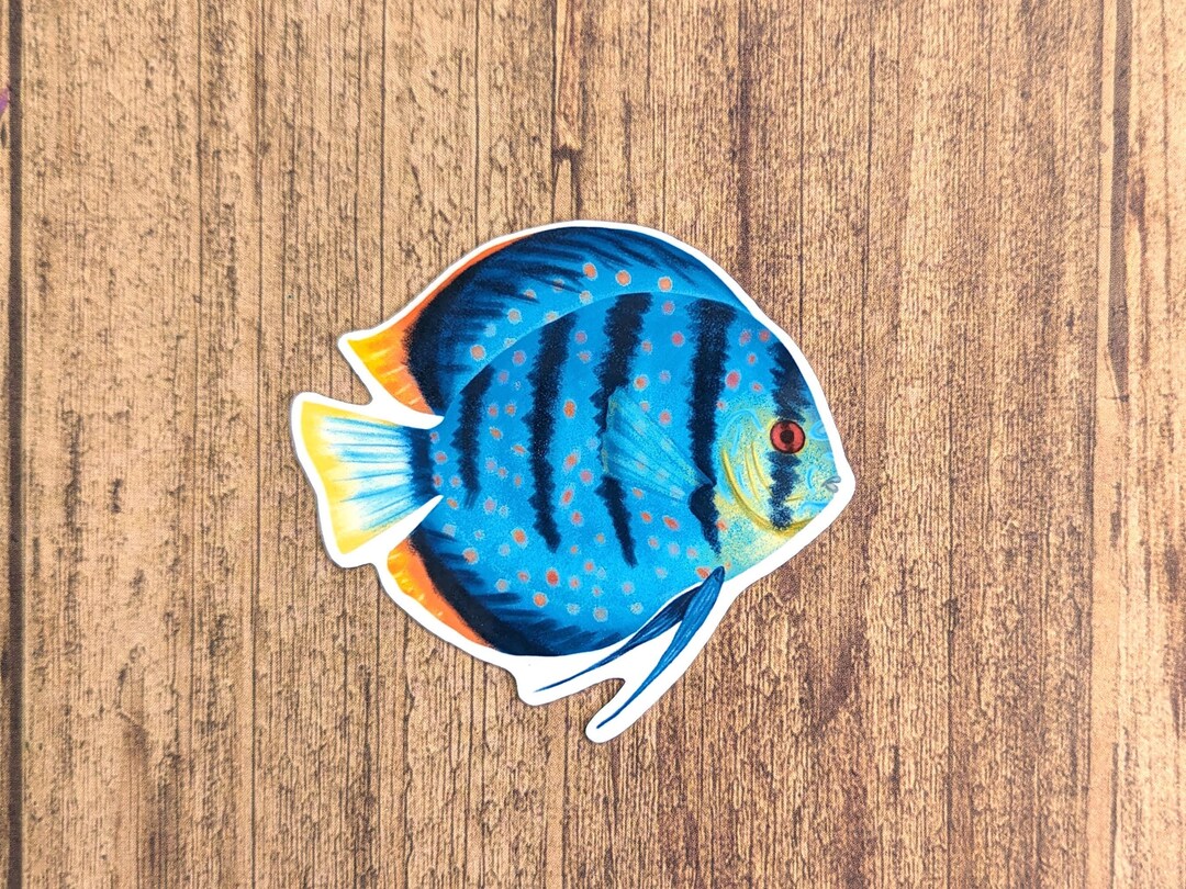 Vietnam Blue Discus Fish Vinyl Sticker - Water Resistant Laptop and ...
