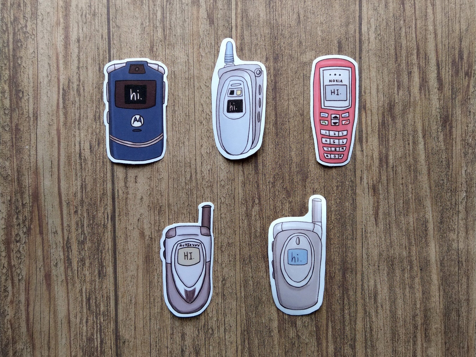 Retro Cell Phone Vinyl Stickers Water Resistant Illustrated - Etsy