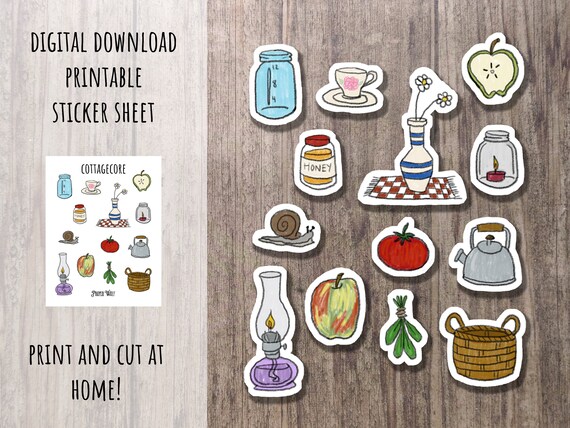 Printable Cottagecore Sticker Sheet Download and Print at - Etsy