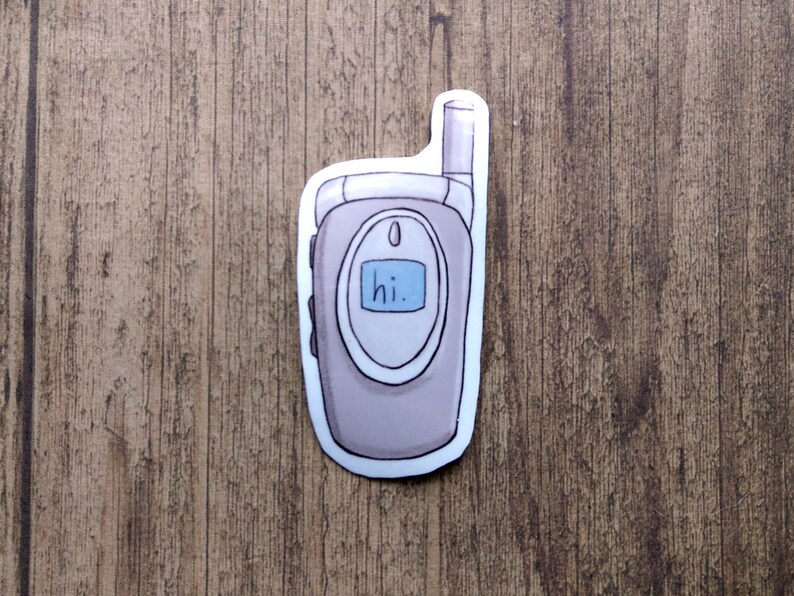 Retro Cell Phone Vinyl Stickers Water Resistant Illustrated | Etsy