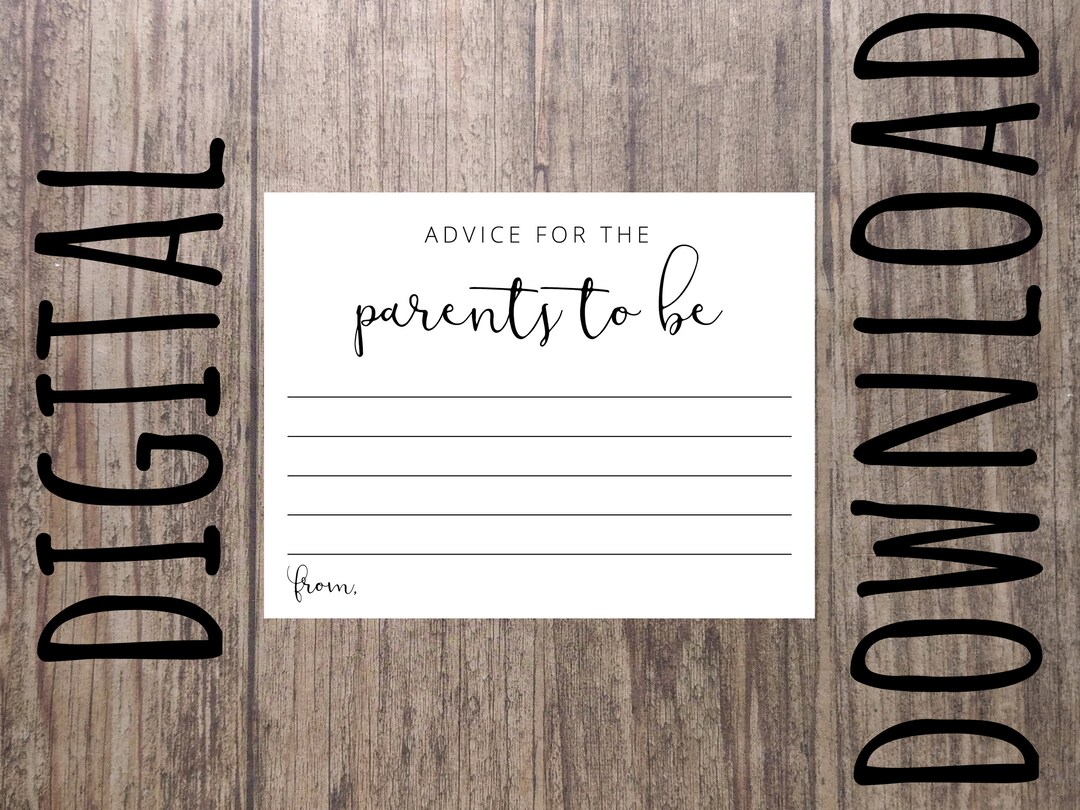 Advice for the Parents to Be Cards Printable PDF - DIY Instant Download ...