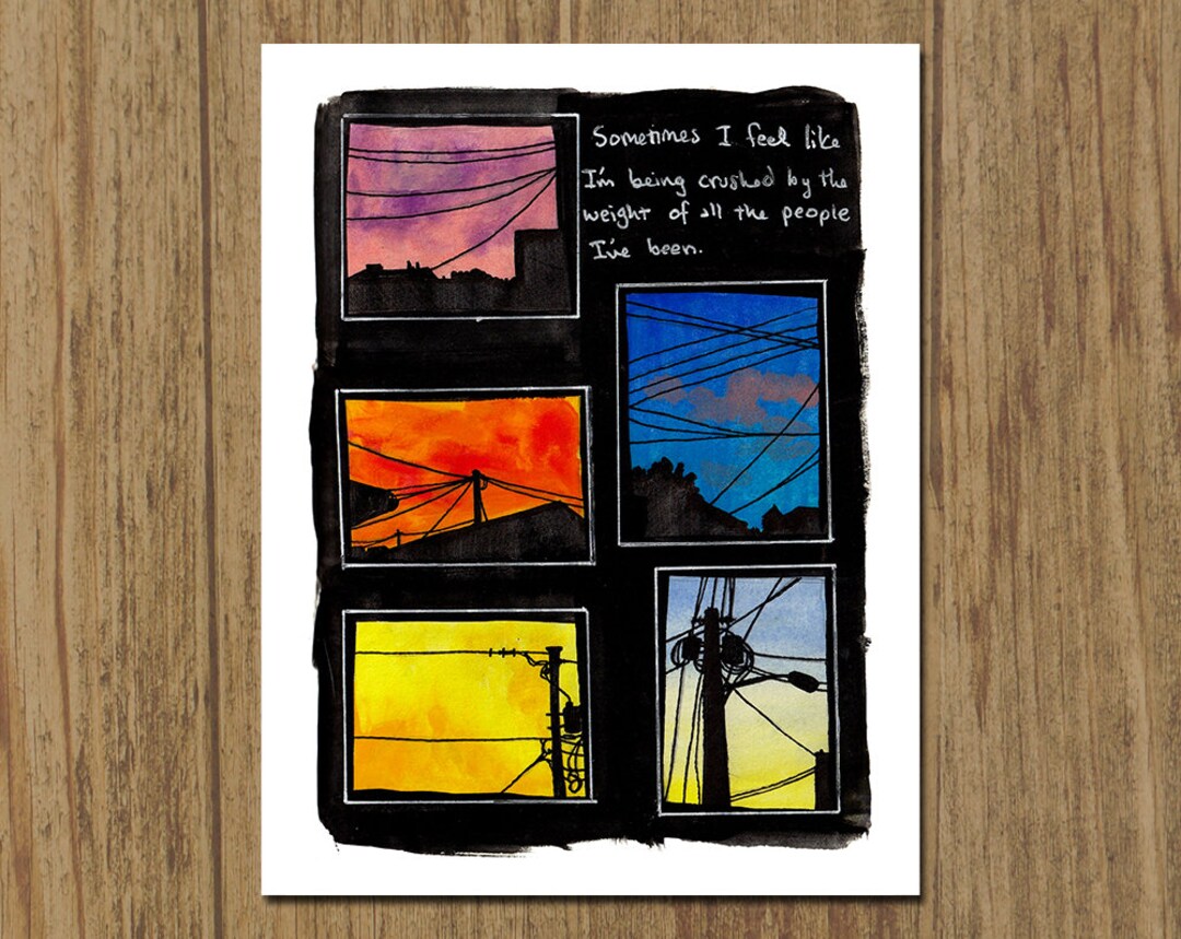 Power Lines and Sunsets - Nostalgia Aesthetic Watercolor Art Print ...
