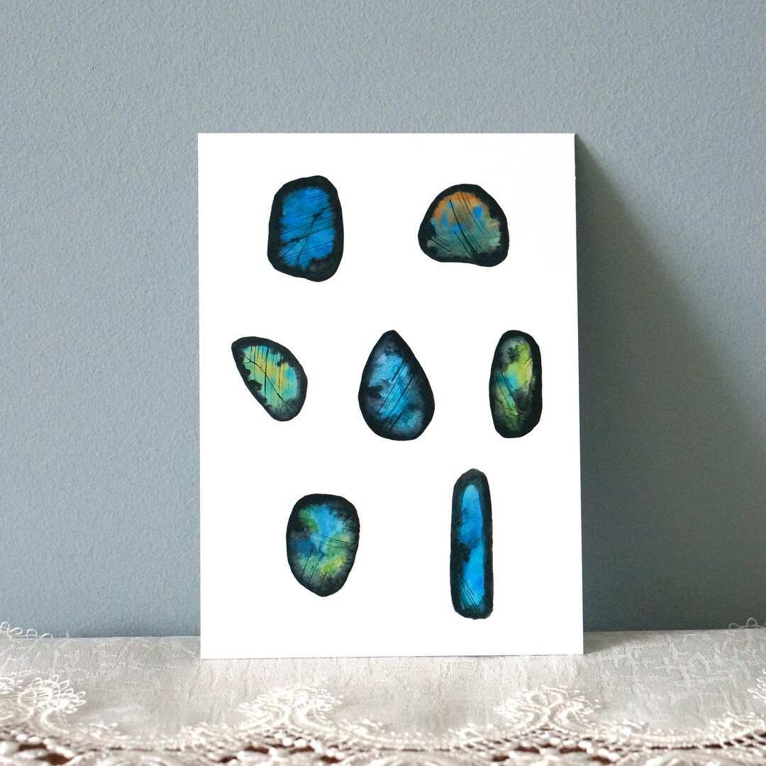 Labradorite Watercolor Illustration 5x7 Wall Art Print - Crystal Lover ...