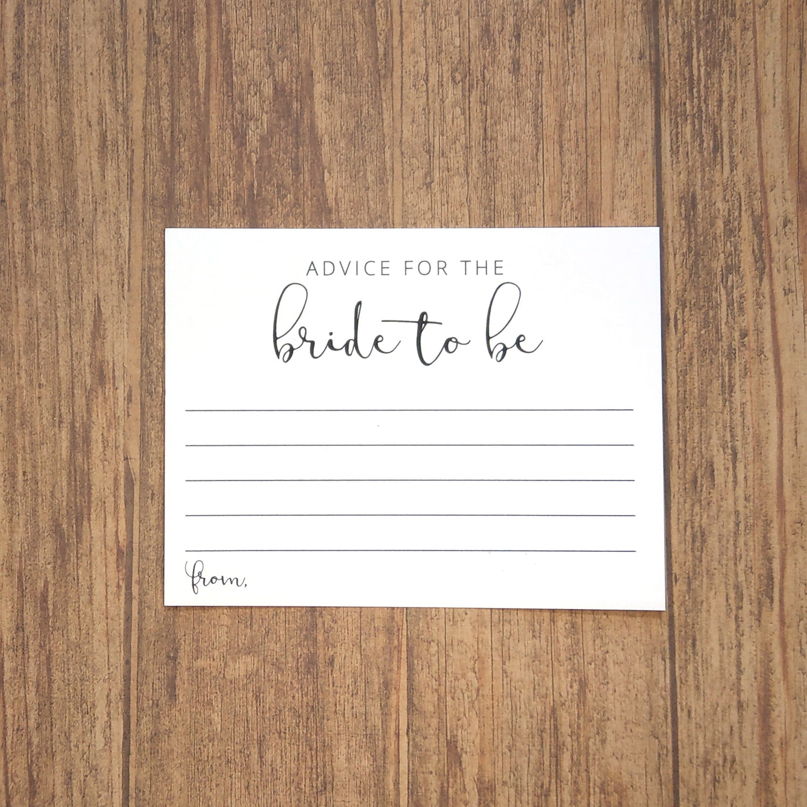 Advice for the Bride to Be - Wedding Shower Advice Card - Bridal Shower ...