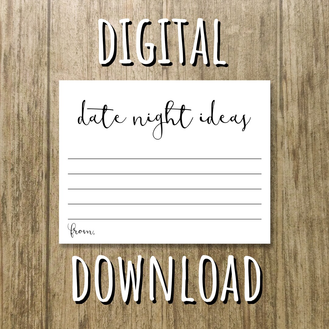 Date Night Ideas Cards Printable PDF - DIY Instant Download - 8.5 X 11 ...