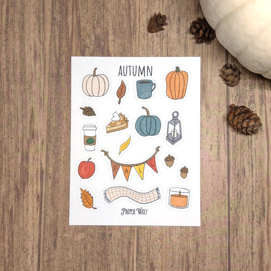 Autumn Sticker Sheet Cozy Fall Stickers Set for Planners and Bujos - Etsy