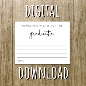 Advice and Wishes for the Graduate Cards Printable PDF - DIY Instant ...