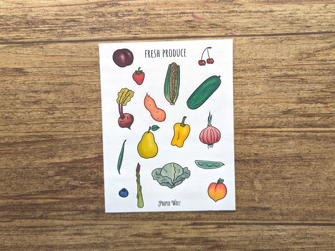 Fresh Produce - Fruit and Vegetable Garden Sticker Sheet - Etsy