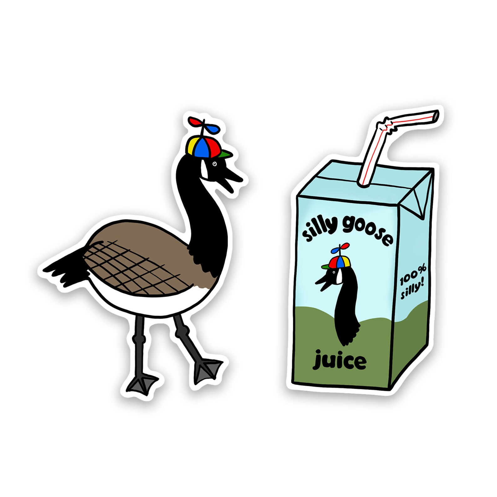 Silly Goose Juice Vinyl Sticker - Cute Canada Goose Water Resistant ...