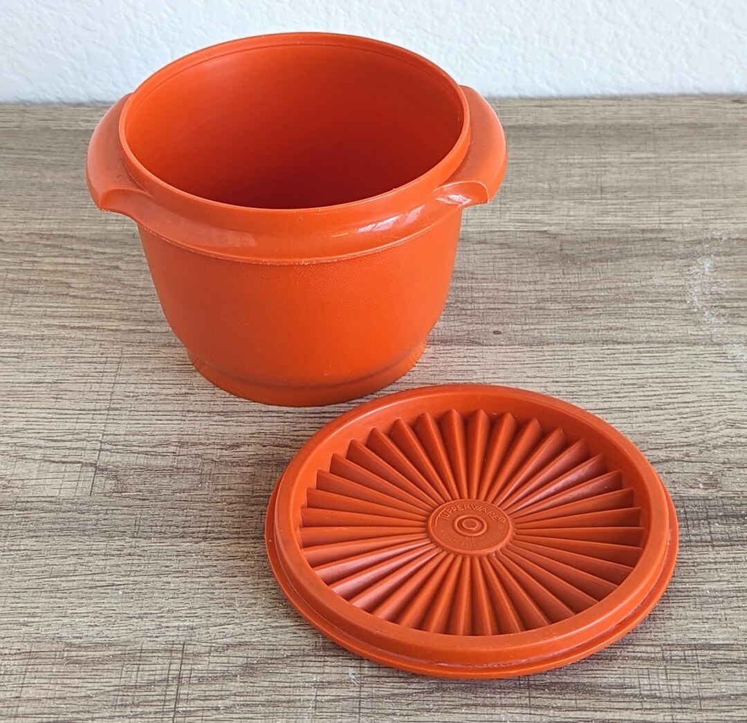 Tupperware Small Orange Canister With Sunburst Push N Close Lid Set ...