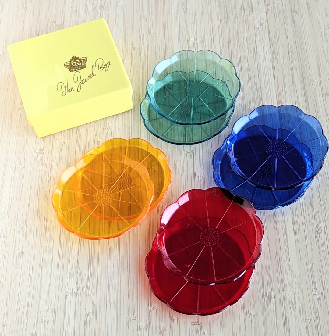Steeds the Jewel Box 8 Plastic Coaster Set Vintage Coaster Set Retro ...