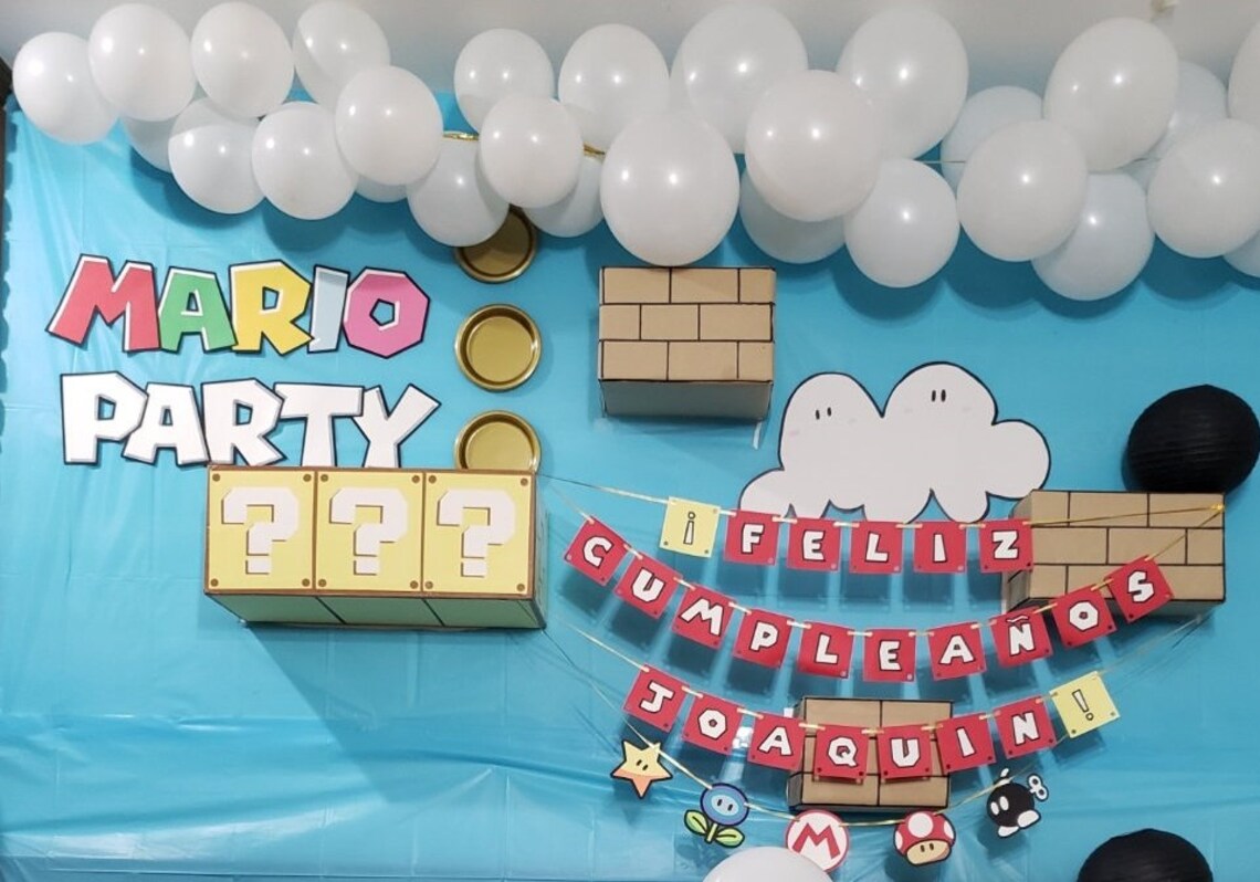Mario Party Banner Svg, Happy Birthday, Feliz Cumpleaños, Super Mario ...
