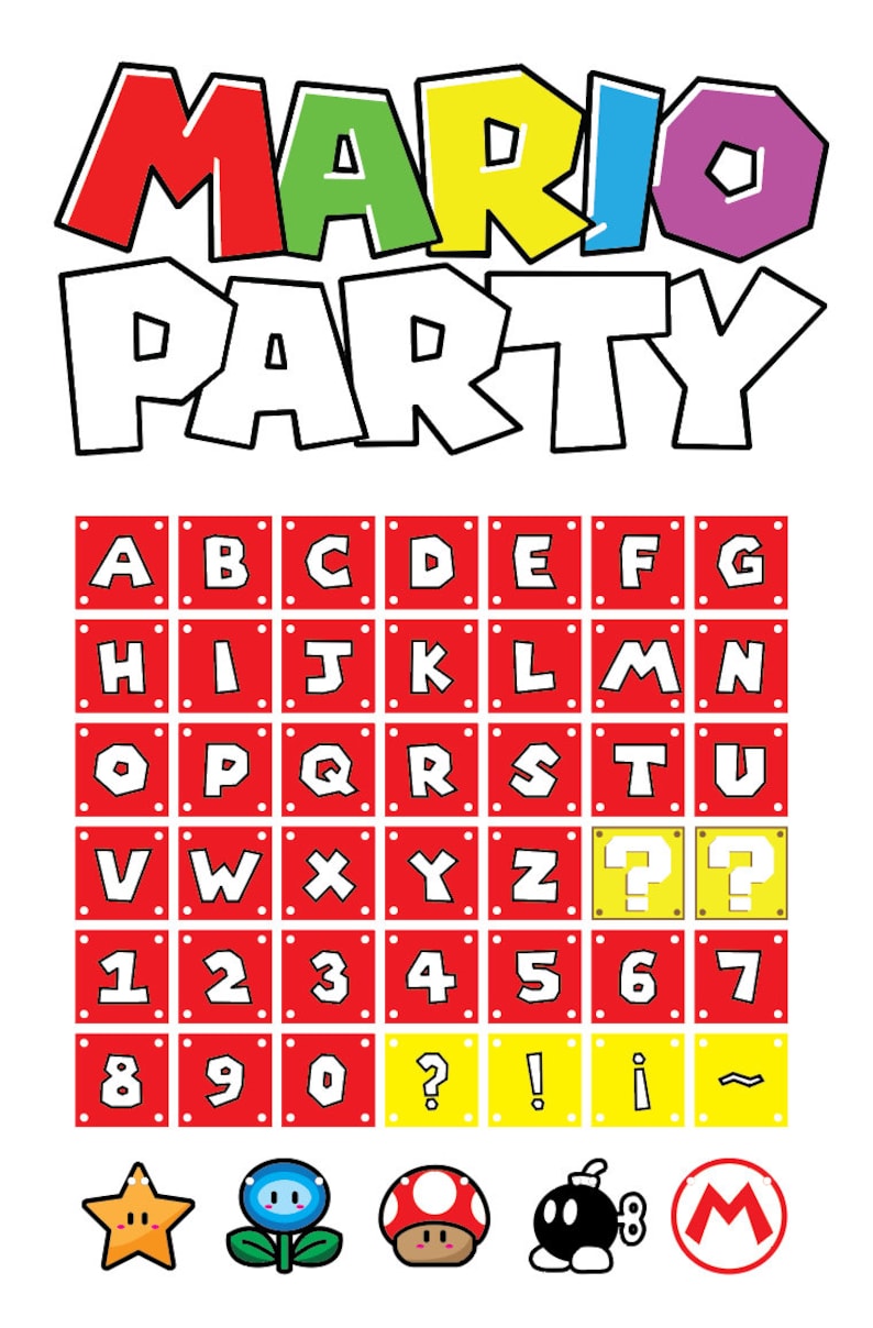 Mario Party Banner Svg, Happy Birthday, Feliz Cumpleaños, Super Mario ...