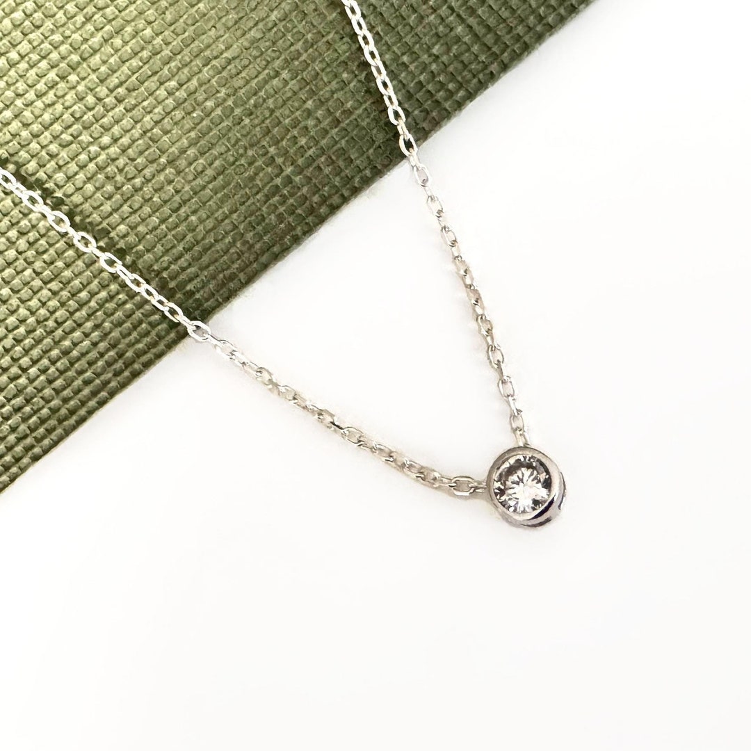 Solitaire Chain Necklace 5 Mm 925 Silver - Etsy UK