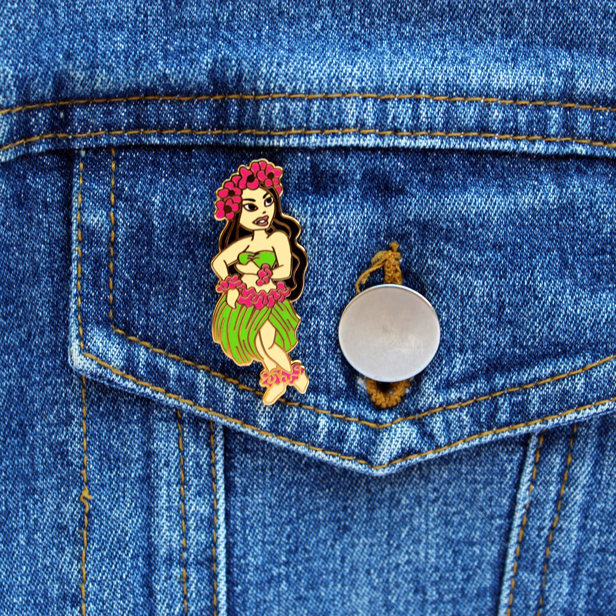 Hula Girl Hard Enamel Pin. Hawaiian Hula Wahini Cute Enamel - Etsy
