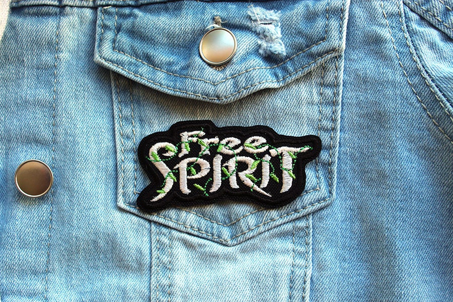 Embroidered Free Spirit Patch Iron on Patch Black Patch | Etsy