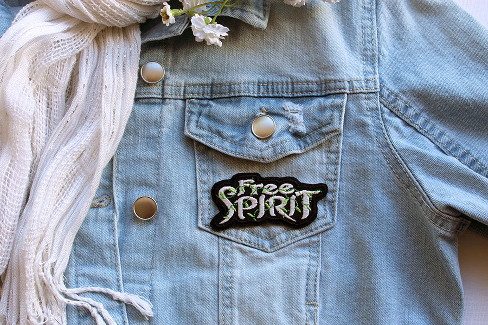 Embroidered Free Spirit Patch Iron on Patch Black Patch | Etsy