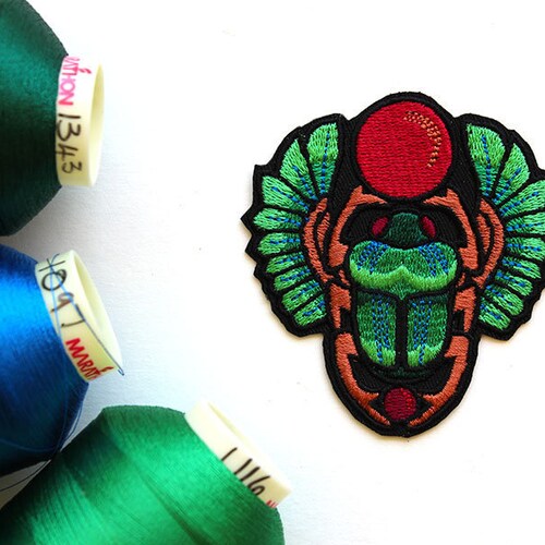 Embroidered Egyptian Scarab Beetle Patch Sew or Iron-on Style - Etsy