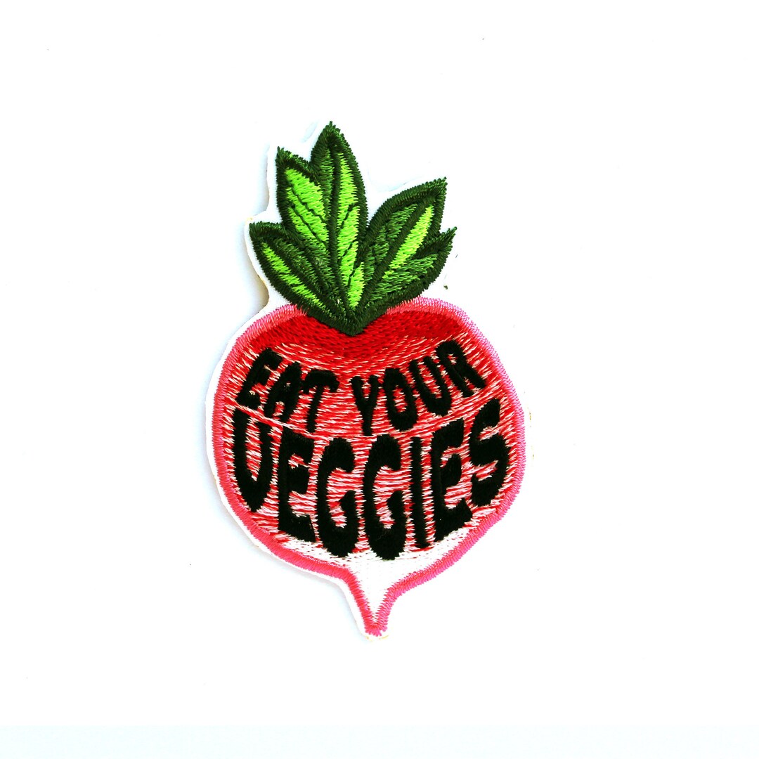 Eat Your Veggies Embroidered and Iron on Patches for Jackets, Radish ...