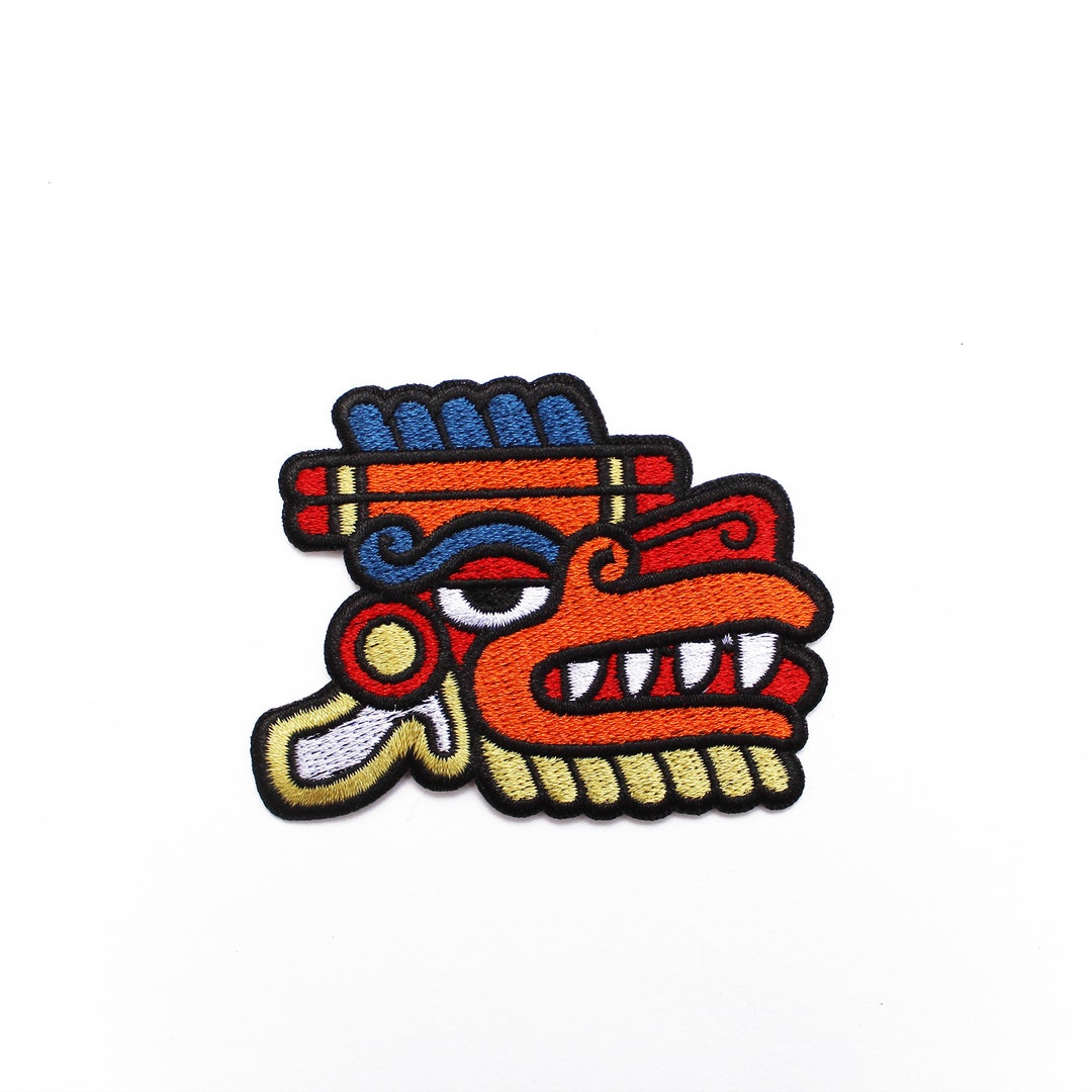 Aztec Snake Head Embroidered Patch Iron on Patches for Jackets, Python ...