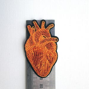 Gold Heart Embroidered Patch, Iron On, Anatomical Heart, Beating Heart ...
