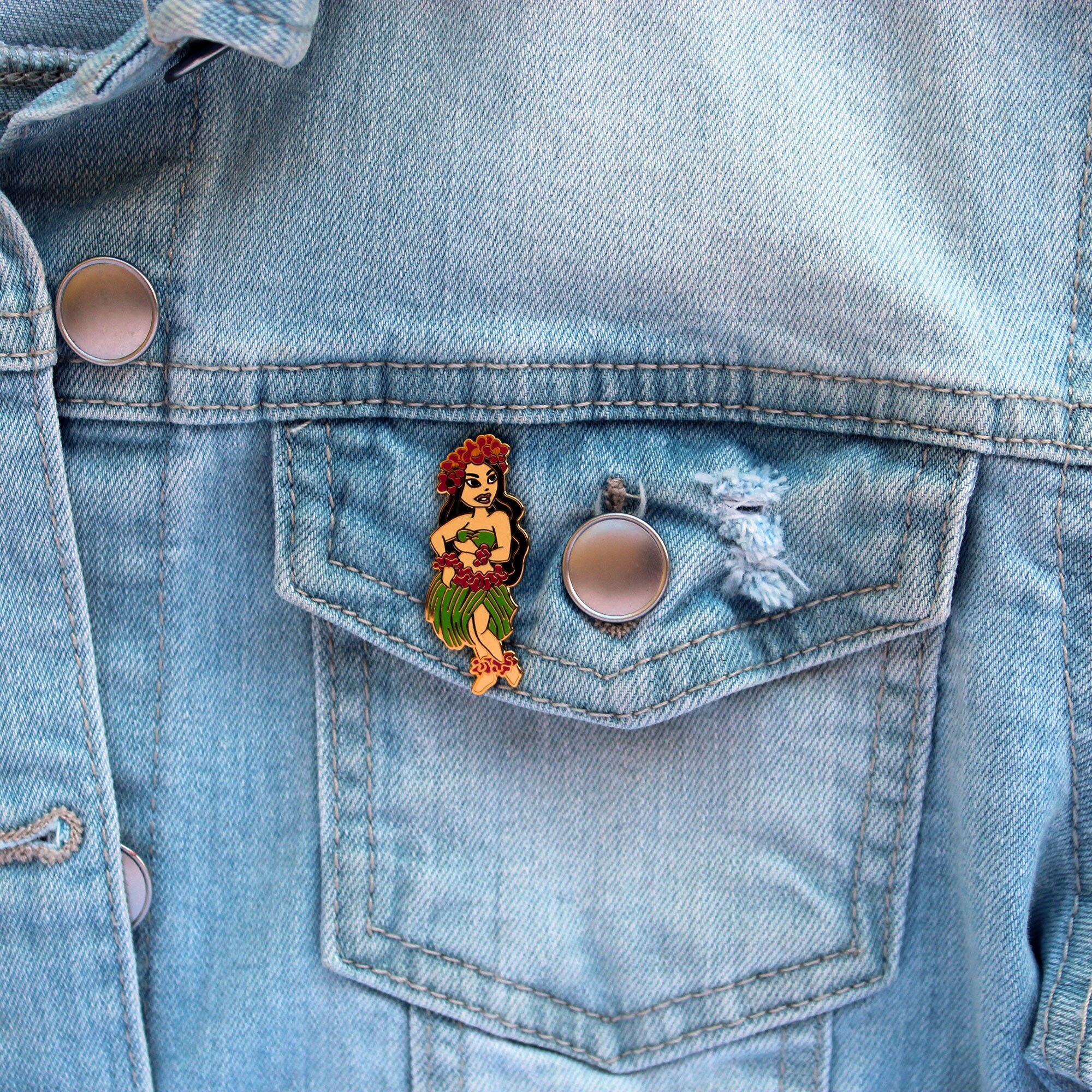 Hula Girl Hard Enamel Pin. Hawaiian Hula Wahini Cute Enamel - Etsy