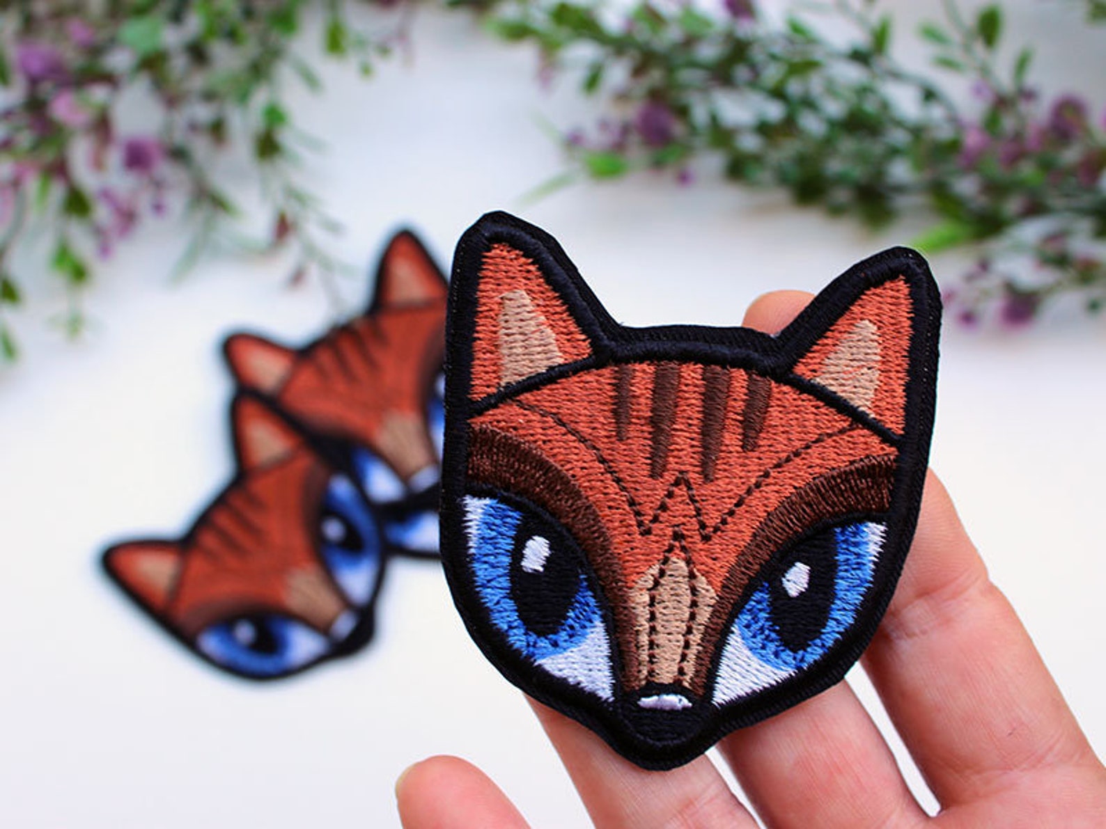 Blue Eyed Fox Embroidered Patch Iron on Patches for Jackets - Etsy