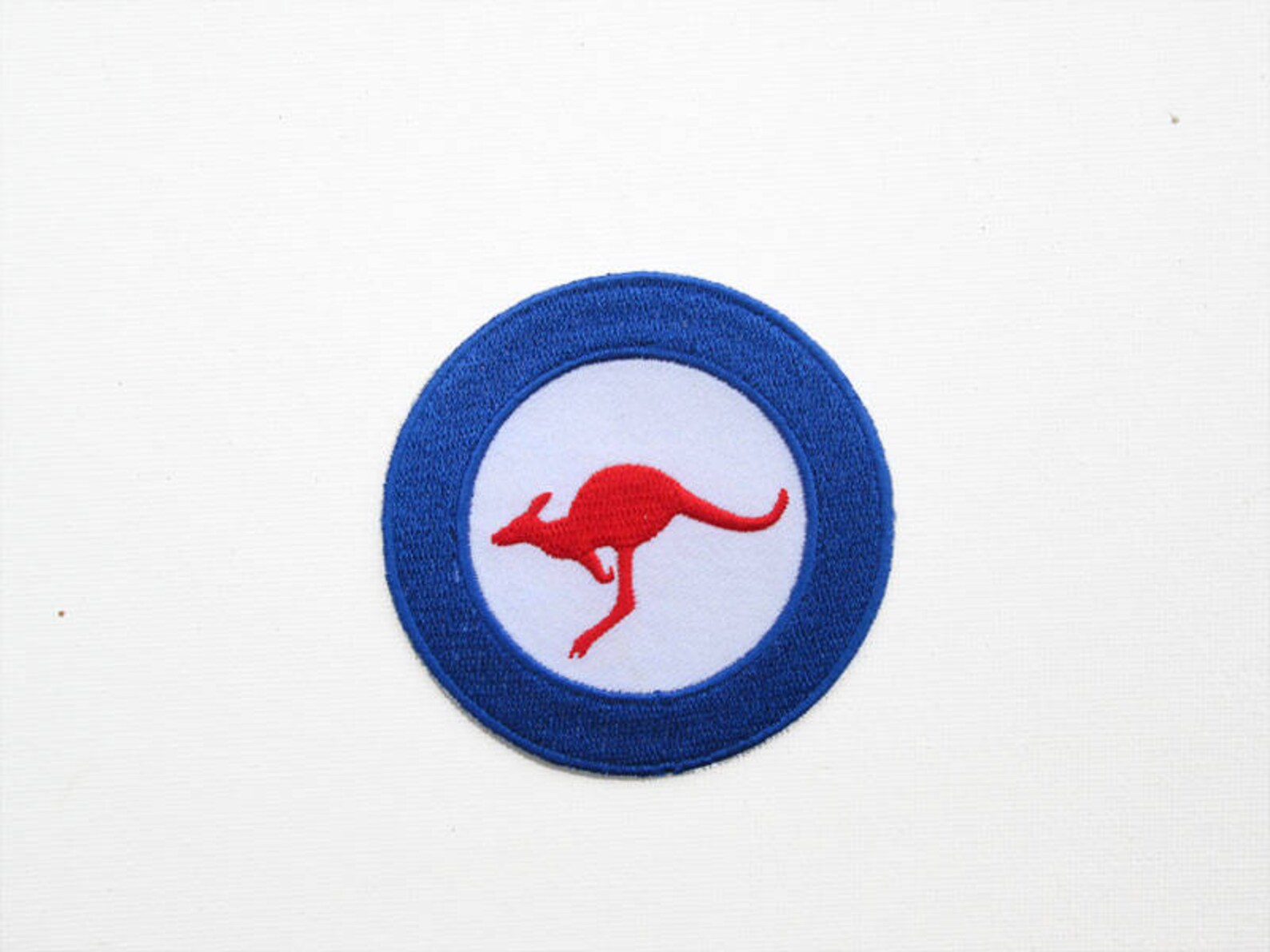 Kangaroo Embroidered patch Iron on Roundel Flying Kangaroo | Etsy