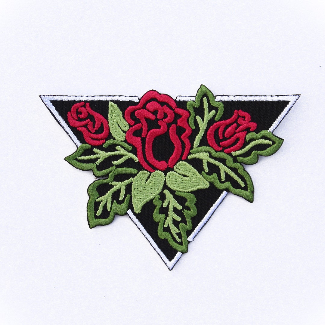 Red Rose Embroidered Patch, Iron on Patches for Jackets Rose Bud Flower ...