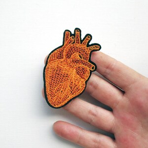 Gold Heart Embroidered Patch, Iron On, Anatomical Heart, Beating Heart ...