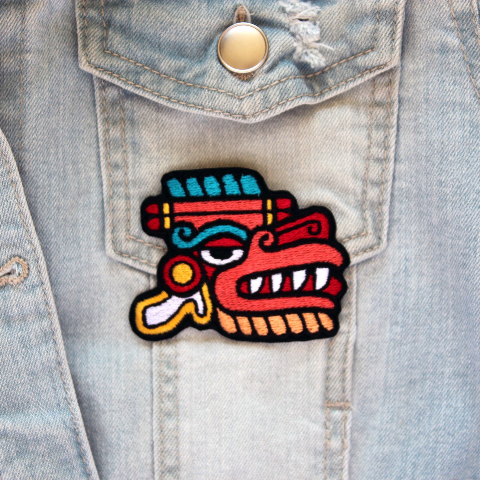 Mayan Snake God Embroidered Patch Iron on Patches for Jackets | Etsy