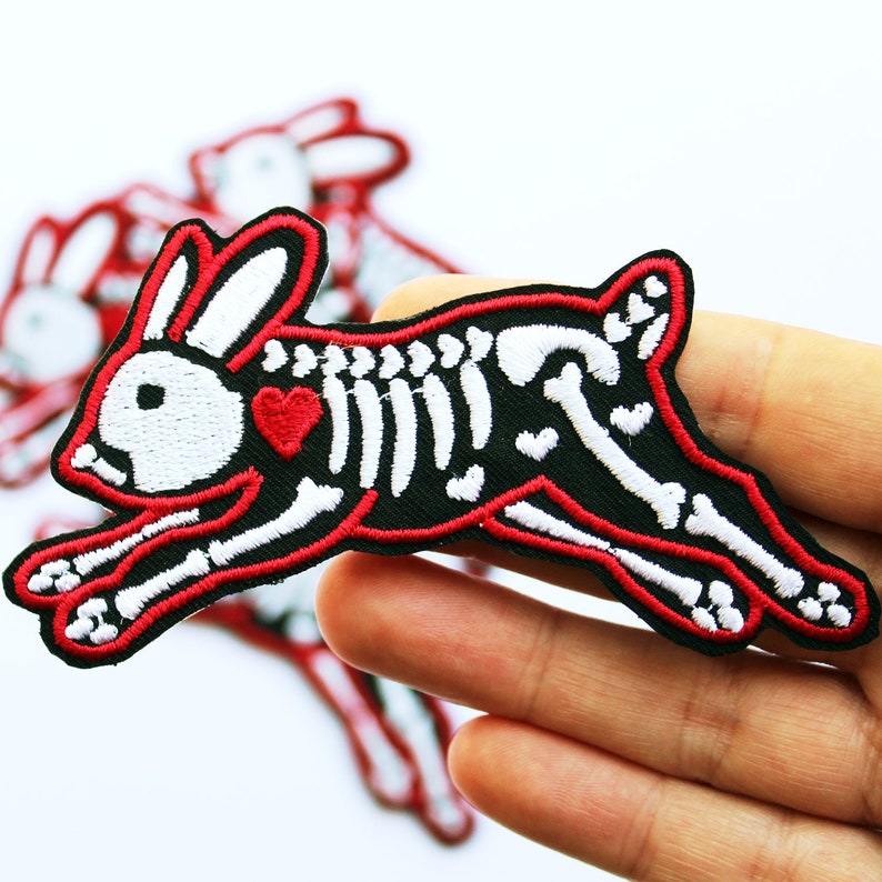 Rabbit Day of the Dead Skeleton Embroidered Patch Iron on | Etsy