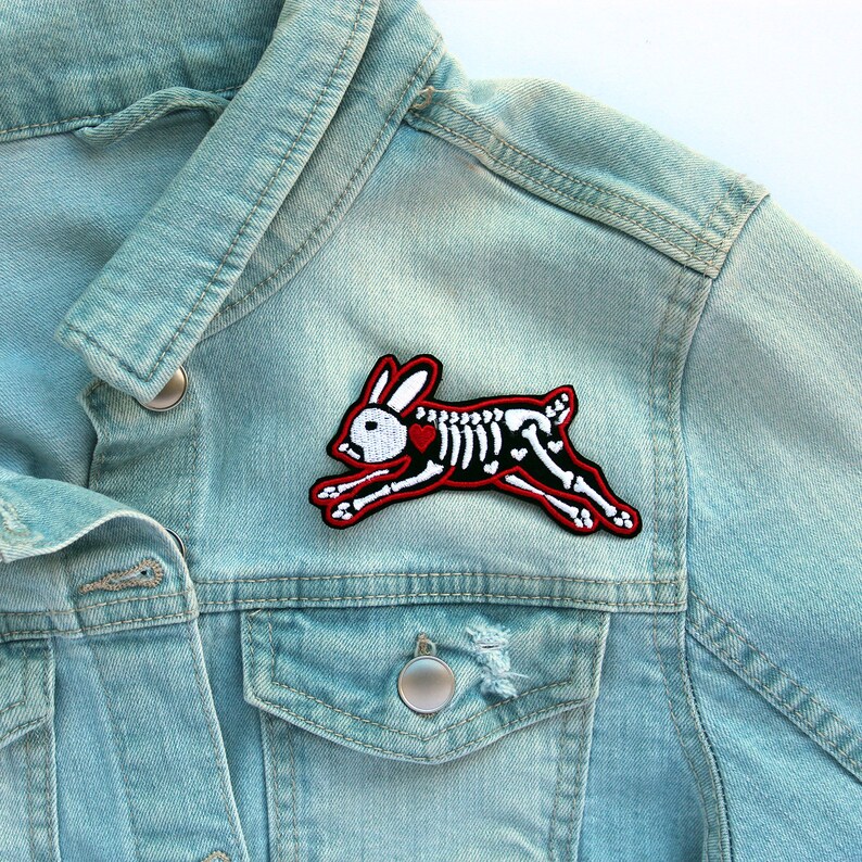 Rabbit Day of the Dead Skeleton Embroidered Patch Iron on | Etsy