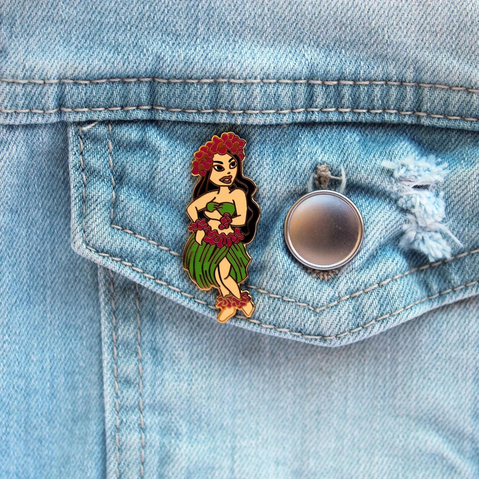 Hula Girl Hard Enamel Pin. Hawaiian Hula Wahini Cute Enamel - Etsy