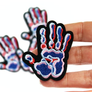 Hand Print Embroidered Patch Iron on Patches for Jackets Neon Hand Palm ...