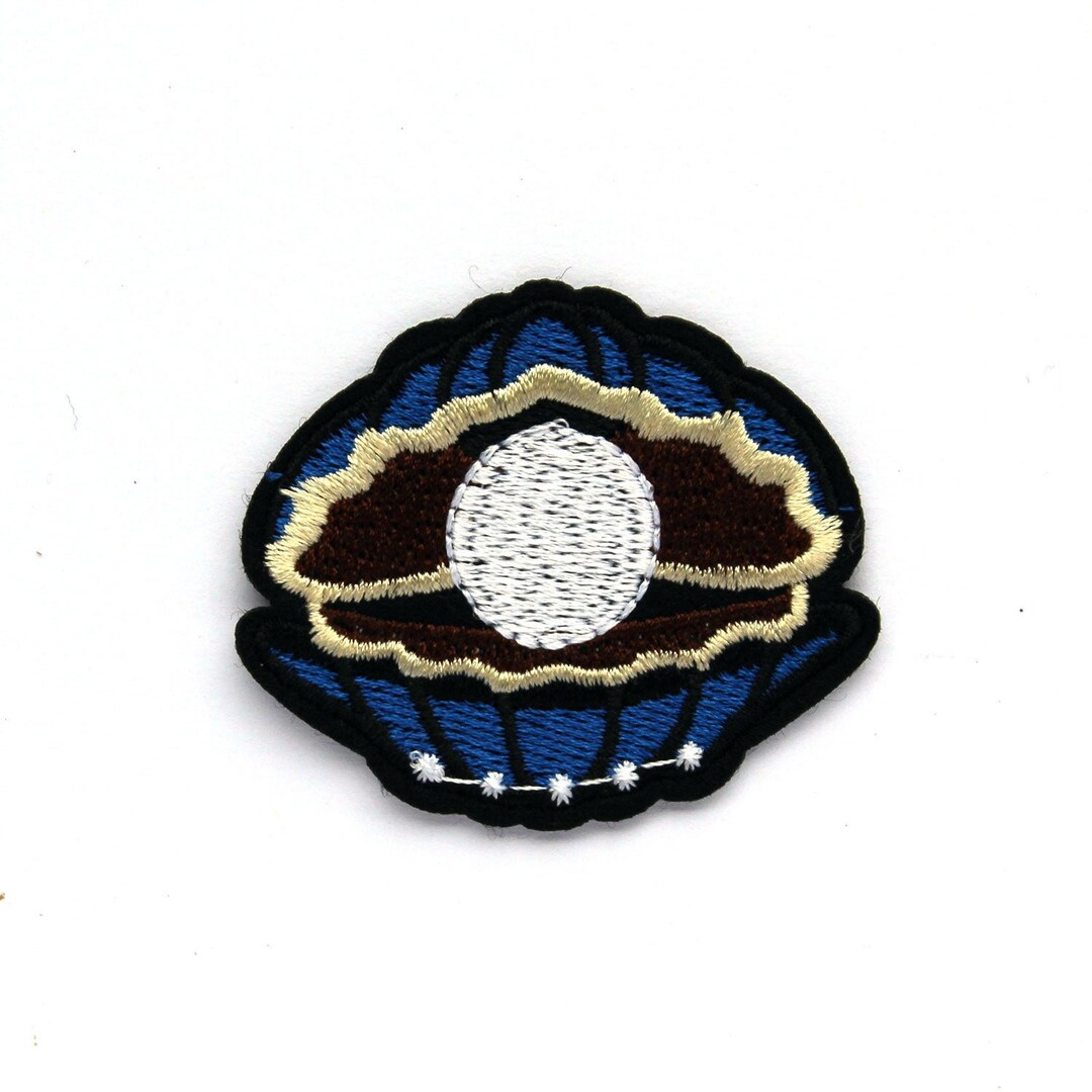 Clam Shell Embroidered Iron on Patches for Jackets Oyster Pearl Scallop ...