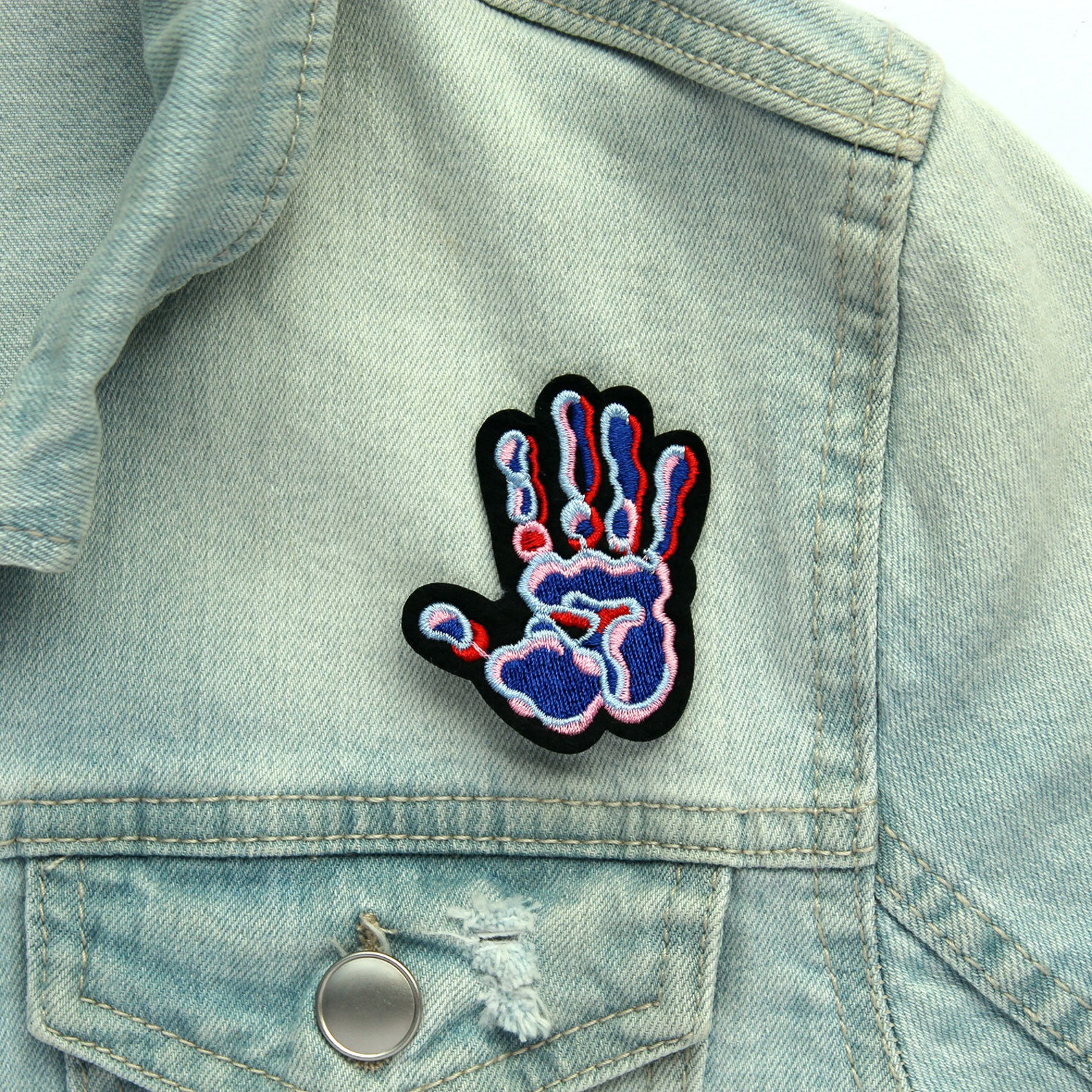 Hand Print Embroidered Patch Iron on Patches for Jackets Neon | Etsy