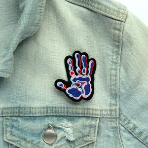 Hand Print Embroidered Patch Iron on Patches for Jackets Neon Hand Palm ...