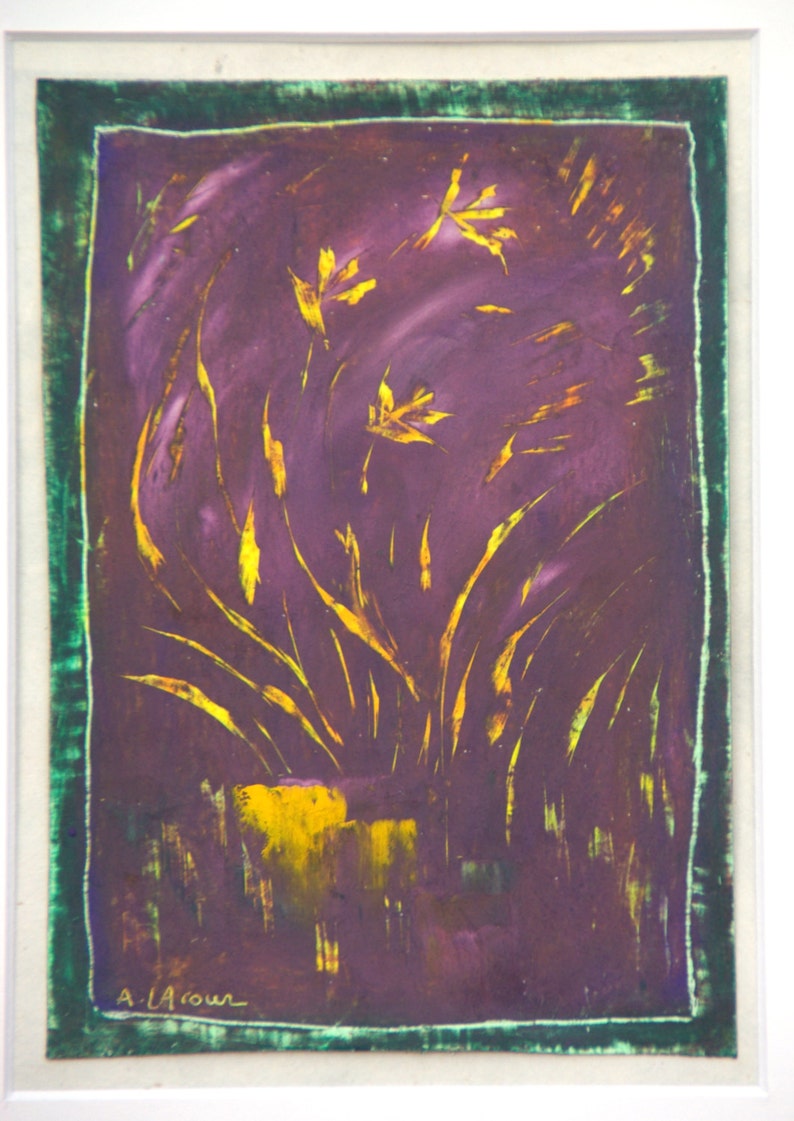 Original Painting by French Artist Oil Pastels Purple and - Etsy