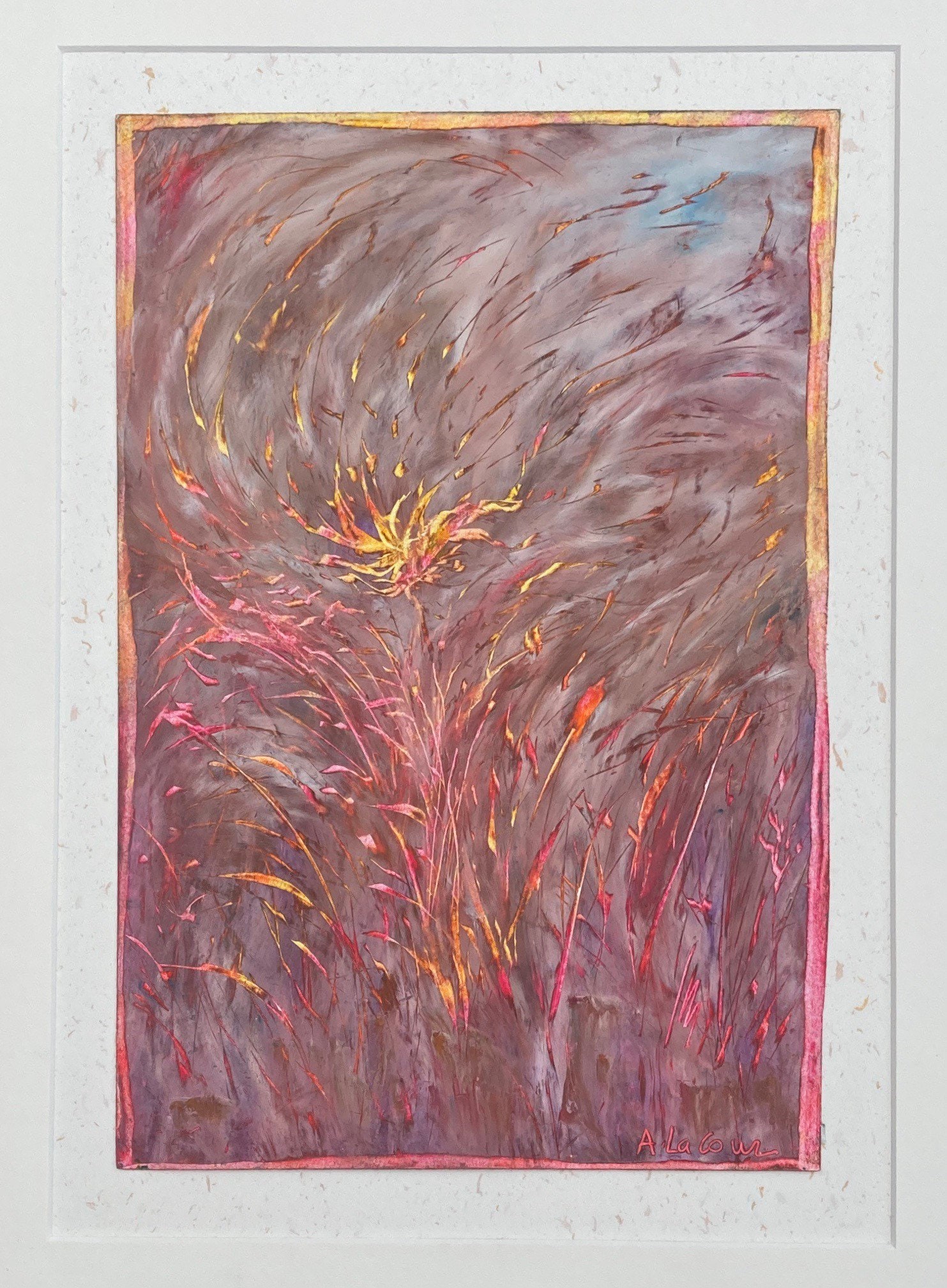 Wall Art Abstract Oil Pastel Flower Fire Wind Orange Pink - Etsy