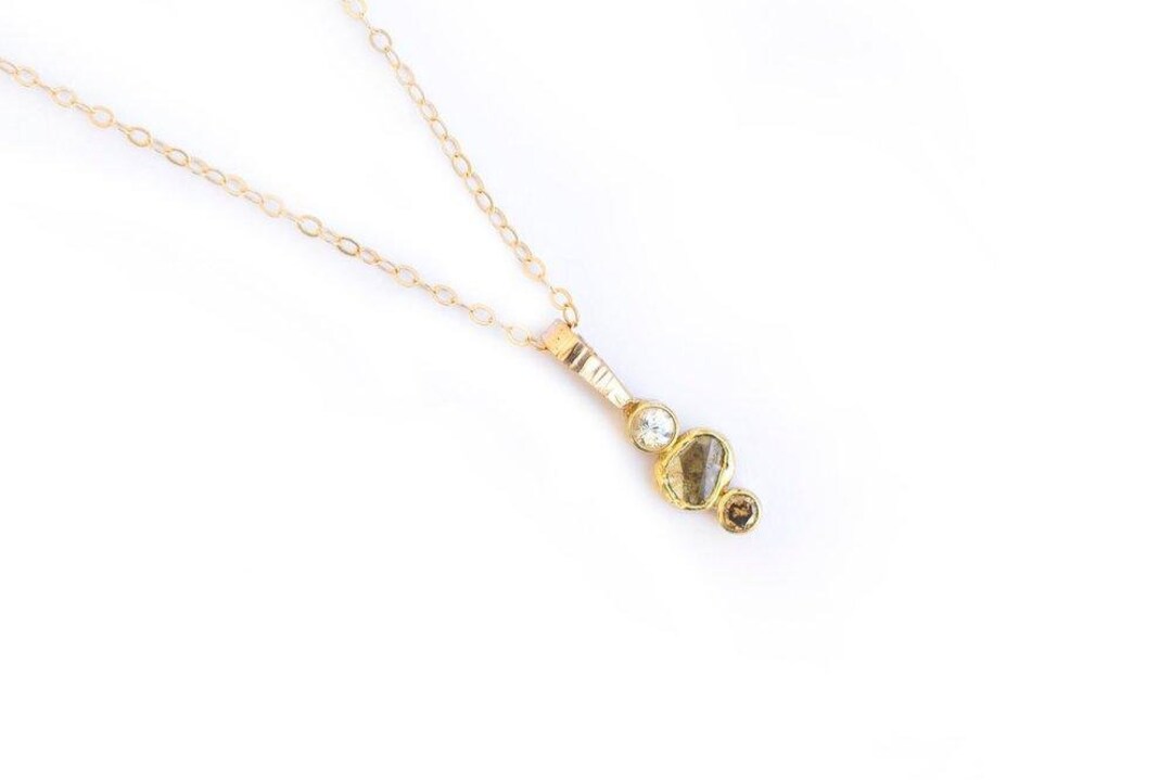 Diamond Pebbles Necklace 14k Hammered Gold Diamond Necklace - Etsy