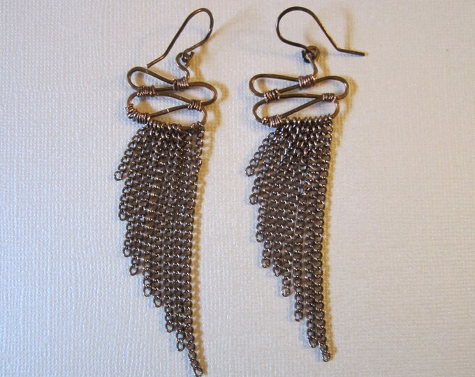 Antique Bronze Wire Wrapped Wavy Loops With Antique Copper Chains - Etsy