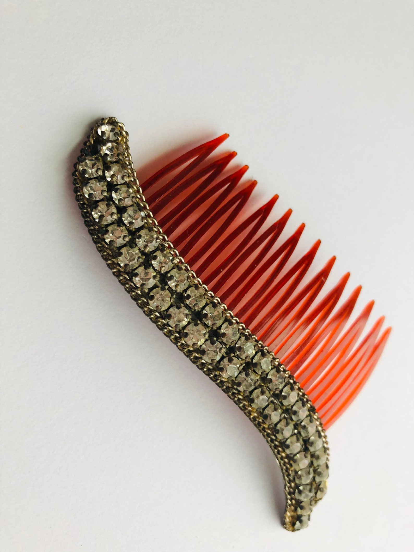 Made in USA Side Comb With Clear Paste Stones - Etsy
