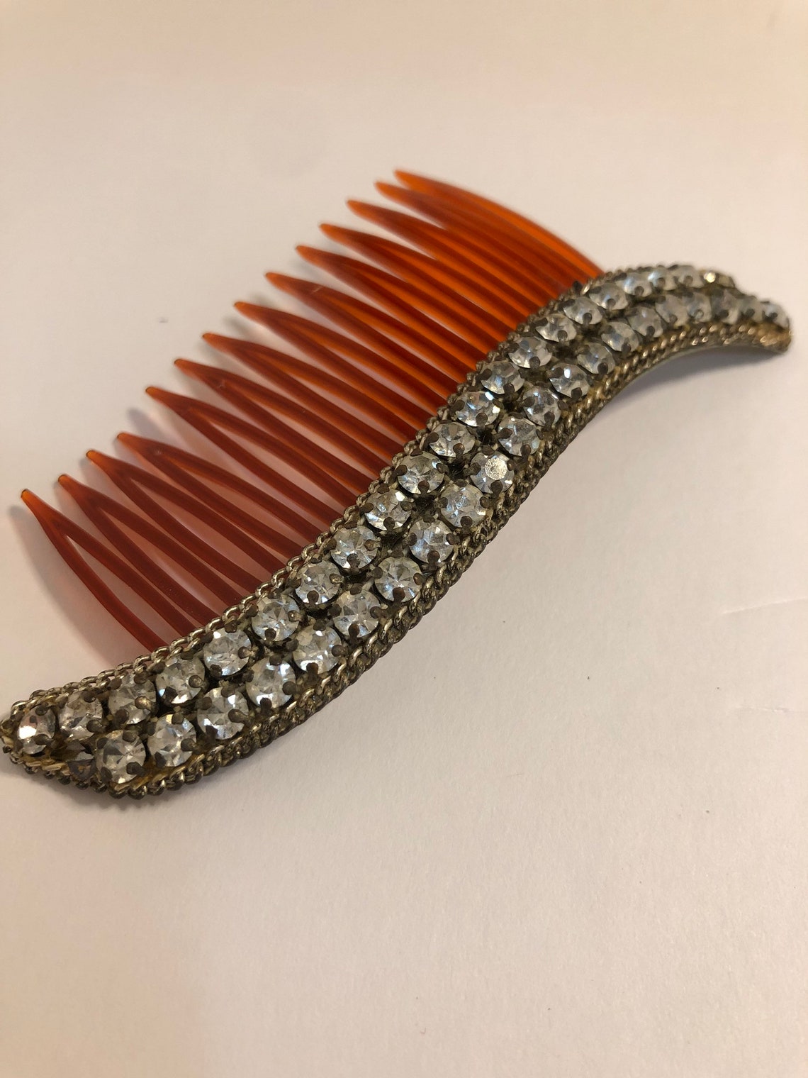 Made in USA Side Comb With Clear Paste Stones - Etsy