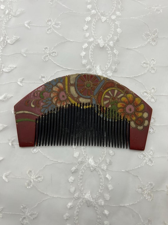 Red Japanese kushi hair comb - Gem