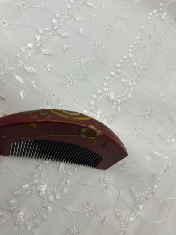 Red Japanese kushi hair comb - Gem