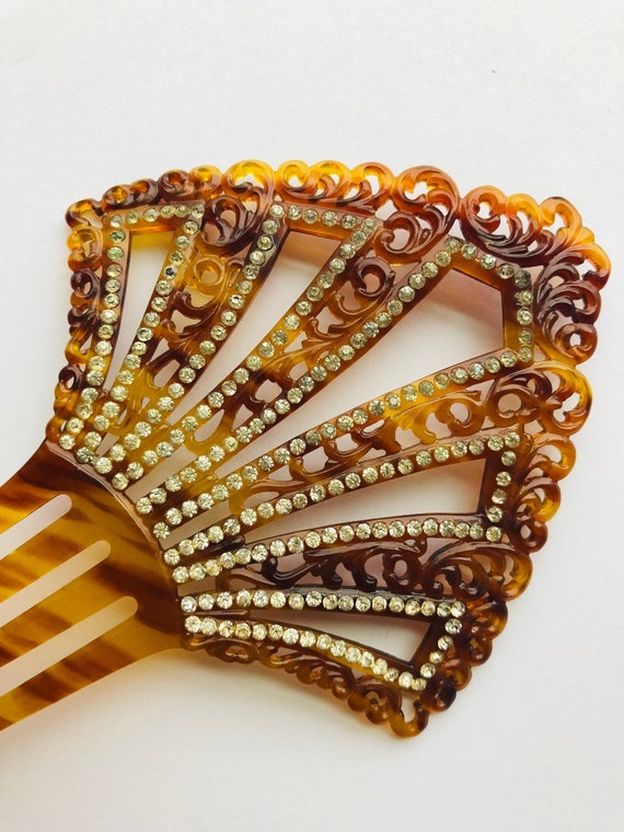 Victorian era celluloid antique hair comb - Gem