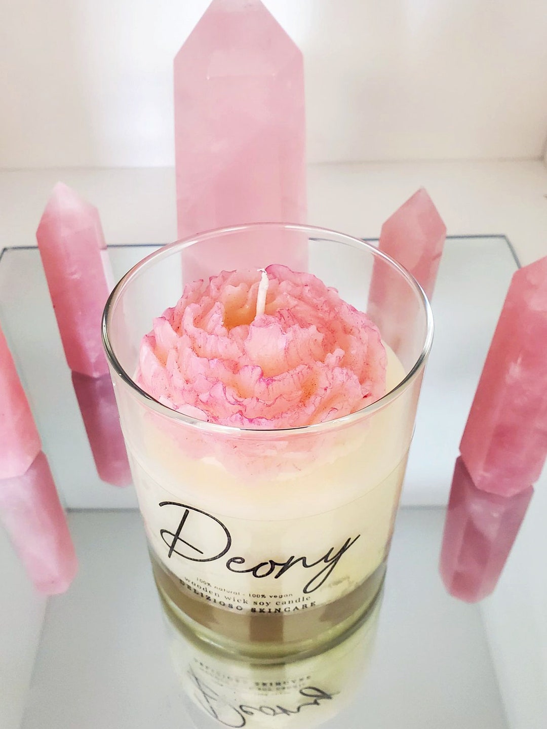 Peony Candle Beautiful Gift Candle With Wax Flower All Natural Artisan ...