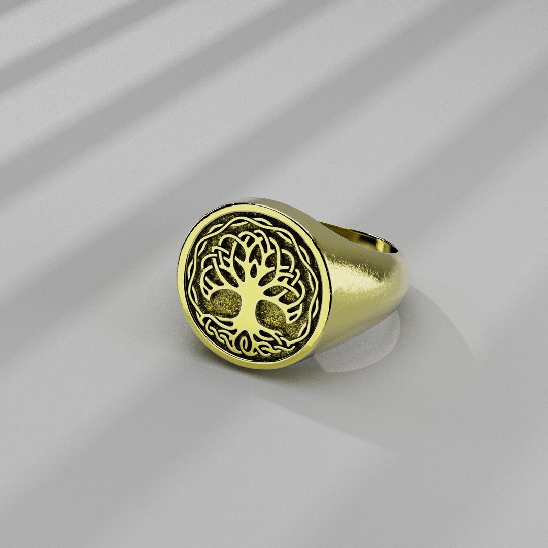 Tree of Life Signet Ring: Sterling Silver Celtic Knot Band - Etsy Australia